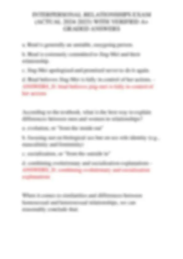 Interpersonal Relationships Exam: Multiple Choice Questions and Answers ...