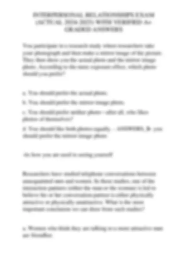Interpersonal Relationships Exam: Multiple Choice Questions and Answers ...
