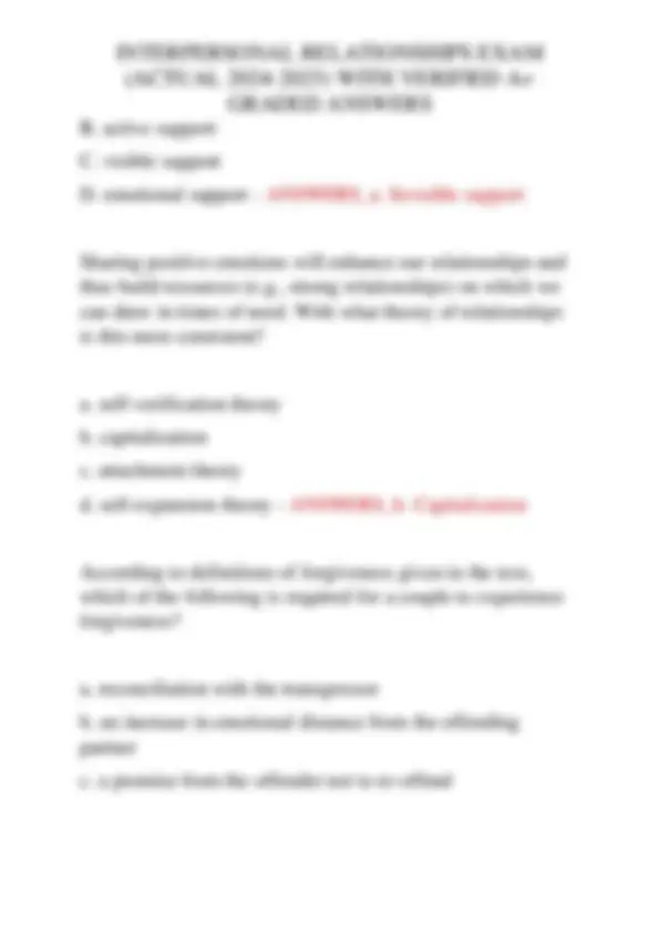 Interpersonal Relationships Exam: Multiple Choice Questions and Answers ...