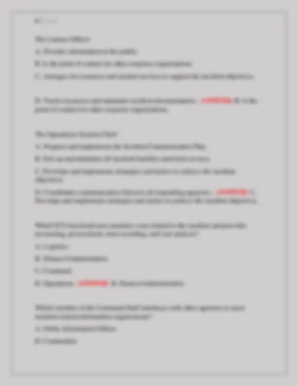 FEMA FINAL EXAM ICS 100: IS-100.C: INTRODUCTION TO THE INCIDENT COMMAND ...