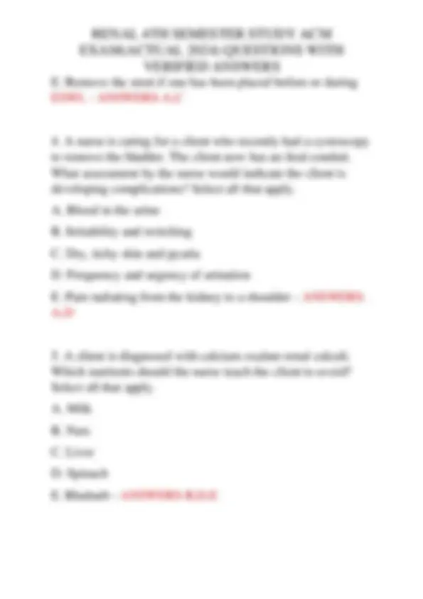 Renal System Multiple Choice Questions and Answers | Exams Nursing ...