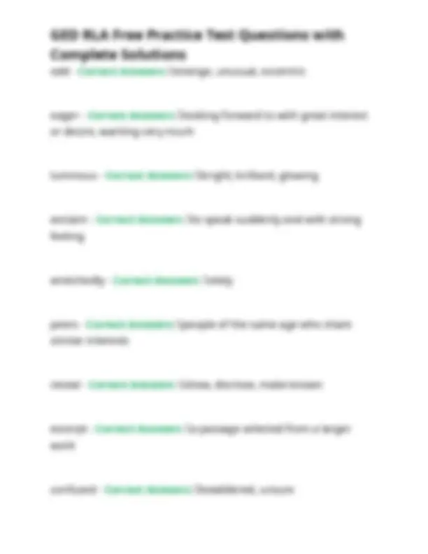 GED RLA Free Practice Test Questions with Complete Solutions | Exams ...