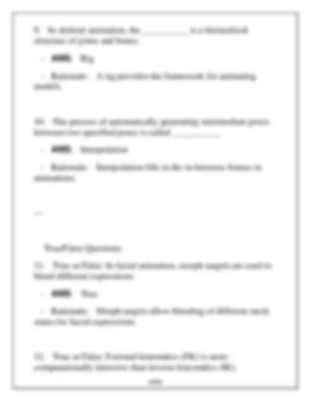 CAP 3032 Interactive Modelling & Animation I Midterms Exam Review (Qns & Ans) | Exams Computer ...