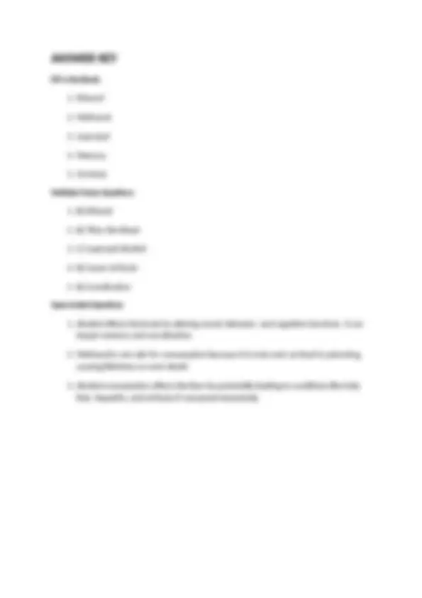 Alcohol and ita effects worksheet | Cheat Sheet Biology | Docsity