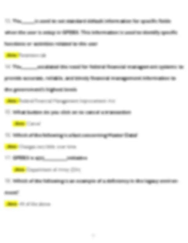 GFEBS Essentials Exam Questions and Answers | Exams Mathematics | Docsity