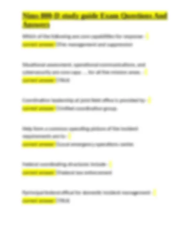 NIMS 800-D Study Guide: Exam Questions and Answers | Exams Nursing ...