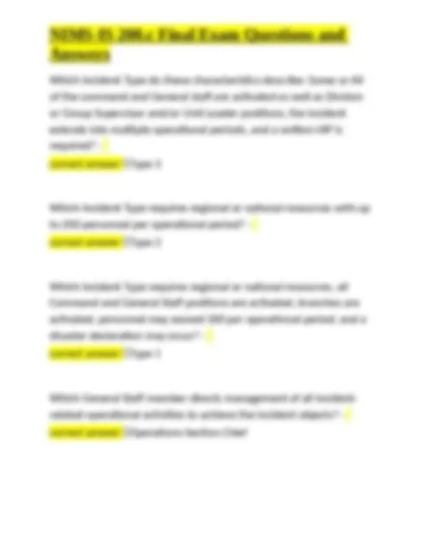 NIMS-IS 200.c Final Exam Questions and Answers | Exams Social Sciences ...