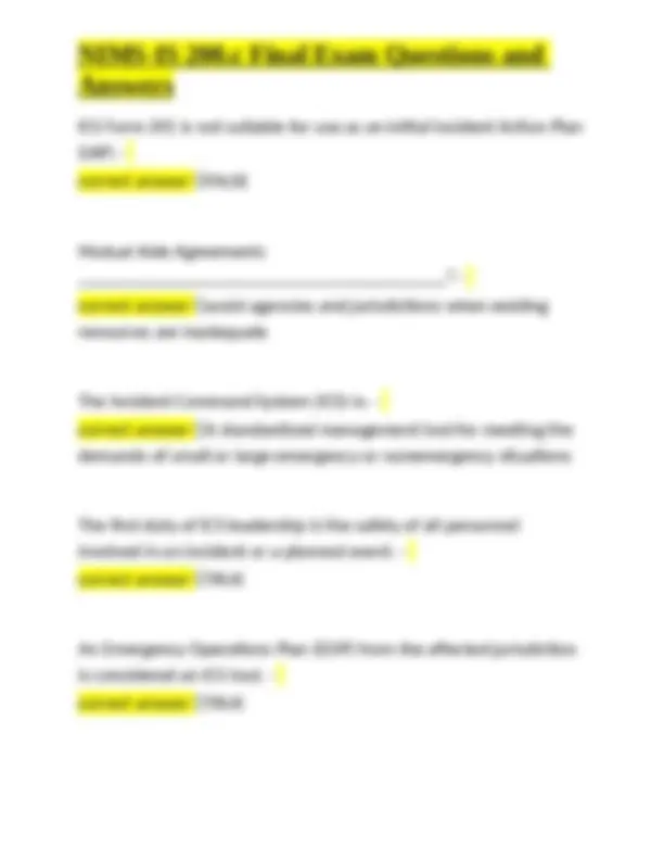 NIMS-IS 200.c Final Exam Questions and Answers | Exams Social Sciences ...