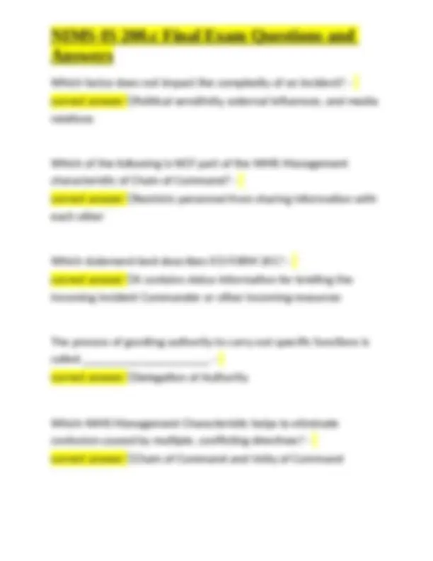 NIMS-IS 200.c Final Exam Questions and Answers | Exams Social Sciences ...