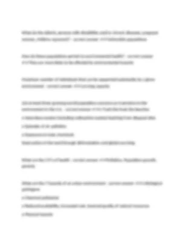 Environmental Health Exam 1 Questions and Answers | Exams Nursing | Docsity