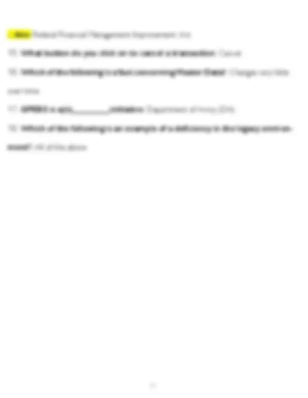 GFEBS Essentials Exam Questions and Answers | Exams Mathematics | Docsity
