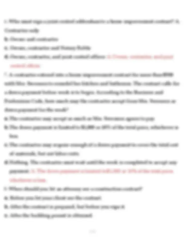 Contractors Law Exam CA Practice Test 1: 100 Questions and Verified ...