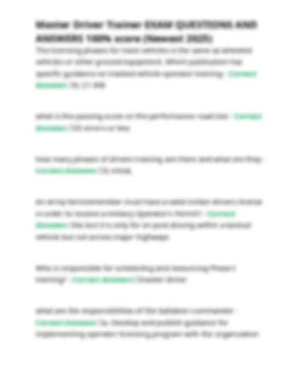 Master Driver Trainer EXAM QUESTIONS AND ANSWERS 100% score (Newest ...