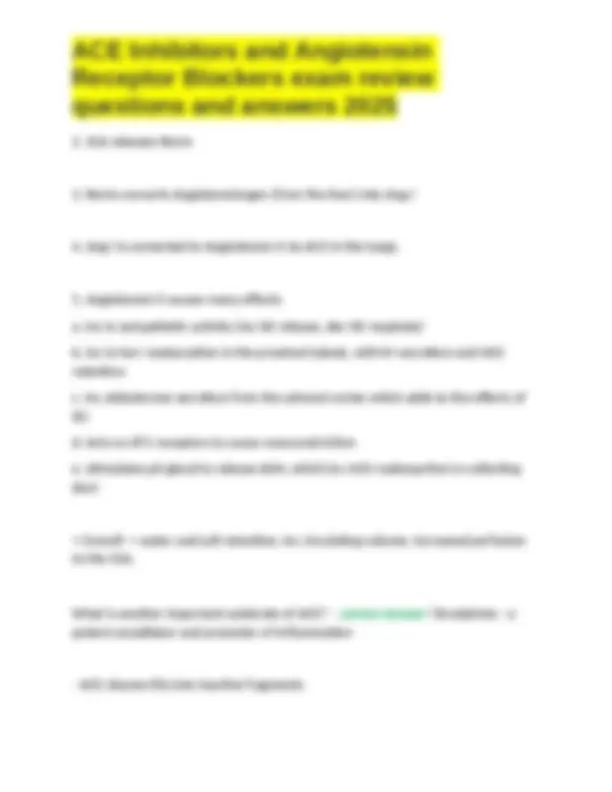 ACE Inhibitors and Angiotensin Receptor Blockers exam review questions ...