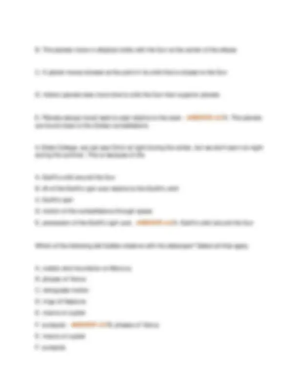 Astronomy 1 Final Exam: Multiple Choice Questions and Answers | Exams ...