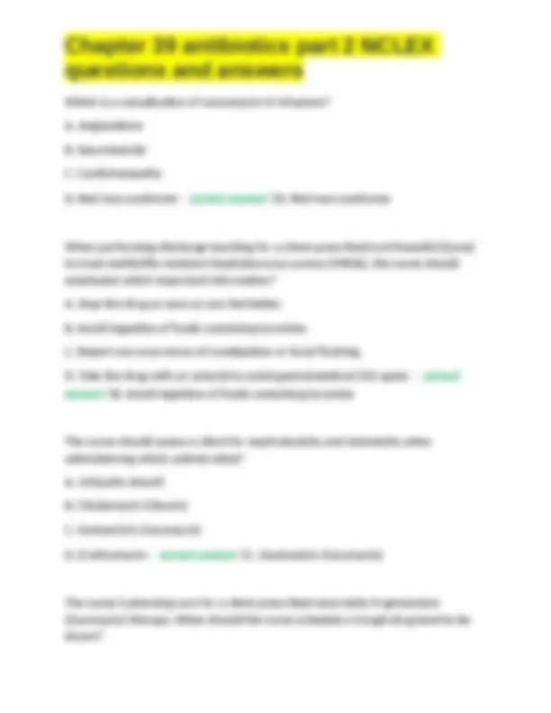 Chapter 39 antibiotics part 2 NCLEX questions and answers | Exams ...