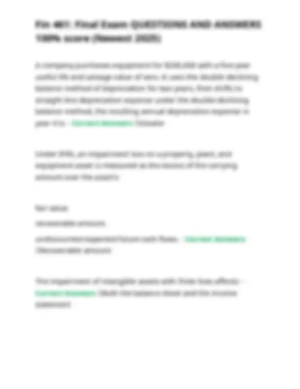 Fin 461: Final Exam Questions and Answers (Newest 2025) | Exams Nursing | Docsity