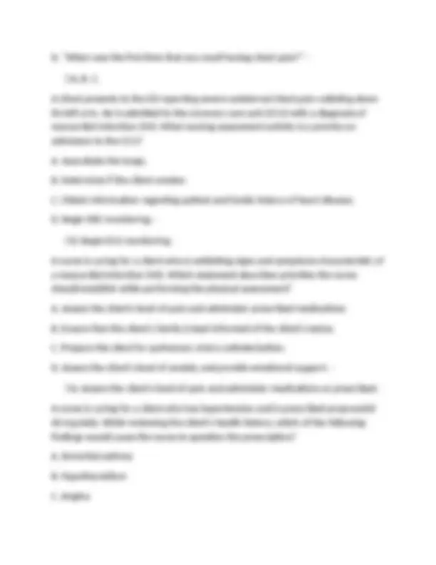 MedSurg Exam 1: Cardiovascular | Exams Nursing | Docsity