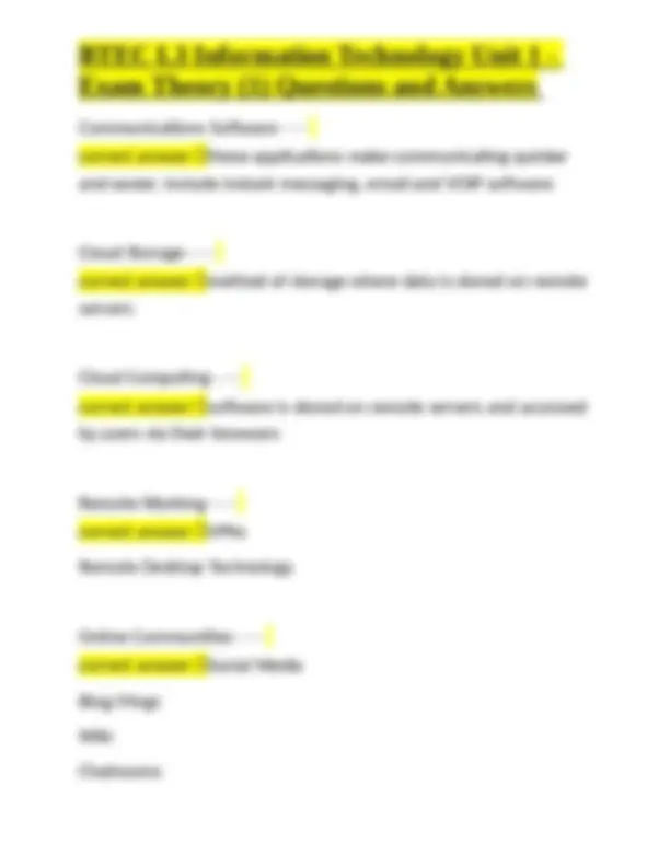 BTEC L3 Information Technology Unit 1 - Exam Theory (1) Questions and ...