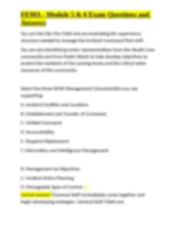 FEMA - Module 5 & 6 Exam Questions and Answers | Exams Social Sciences ...