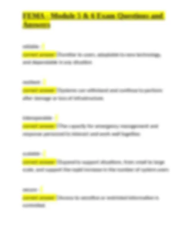 FEMA - Module 5 & 6 Exam Questions and Answers | Exams Social Sciences ...