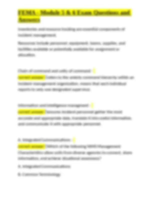 FEMA - Module 5 & 6 Exam Questions and Answers | Exams Social Sciences ...
