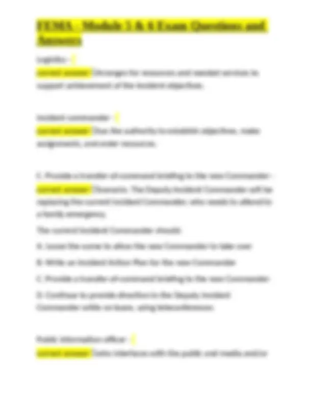 FEMA - Module 5 & 6 Exam Questions and Answers | Exams Social Sciences ...