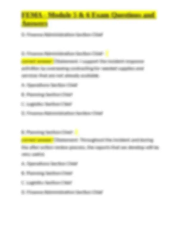 FEMA - Module 5 & 6 Exam Questions and Answers | Exams Social Sciences ...