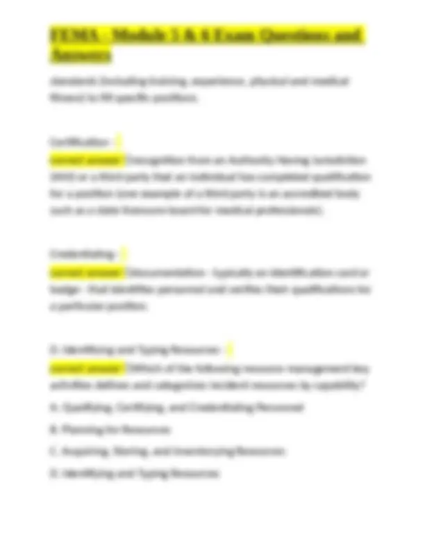 FEMA - Module 5 & 6 Exam Questions and Answers | Exams Social Sciences ...