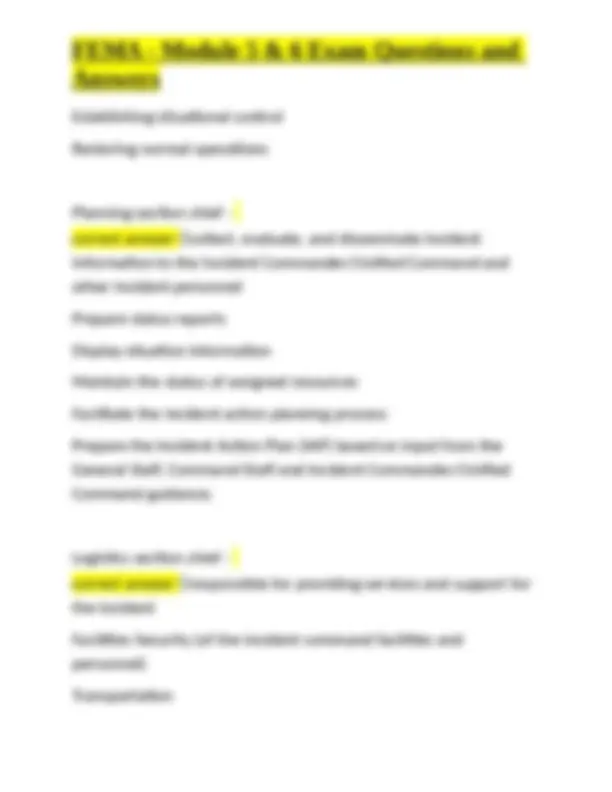 FEMA - Module 5 & 6 Exam Questions and Answers | Exams Social Sciences ...