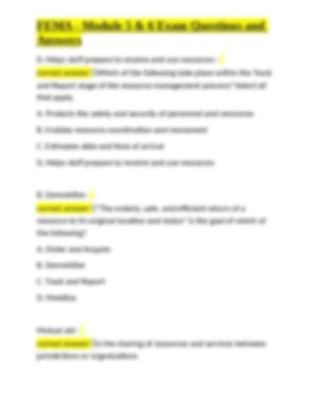 FEMA - Module 5 & 6 Exam Questions and Answers | Exams Social Sciences | Docsity