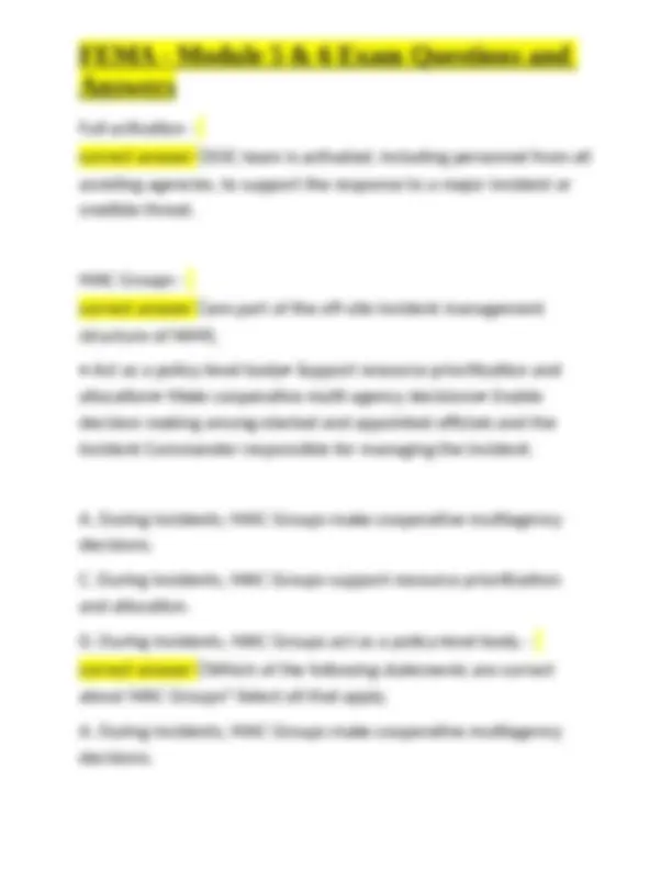 FEMA - Module 5 & 6 Exam Questions and Answers | Exams Social Sciences ...
