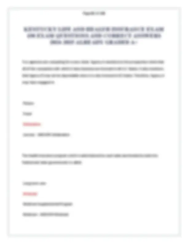 Kentucky Life & Health Insurance Exam: Questions & Answers (2024-2025 ...