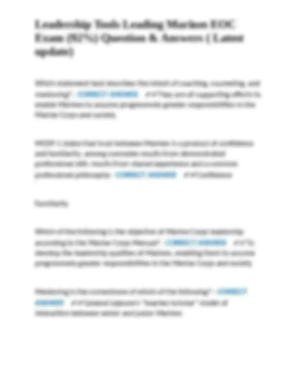 Leadership Tools Leading Marines EOC Exam (92%) Question & Answers ...