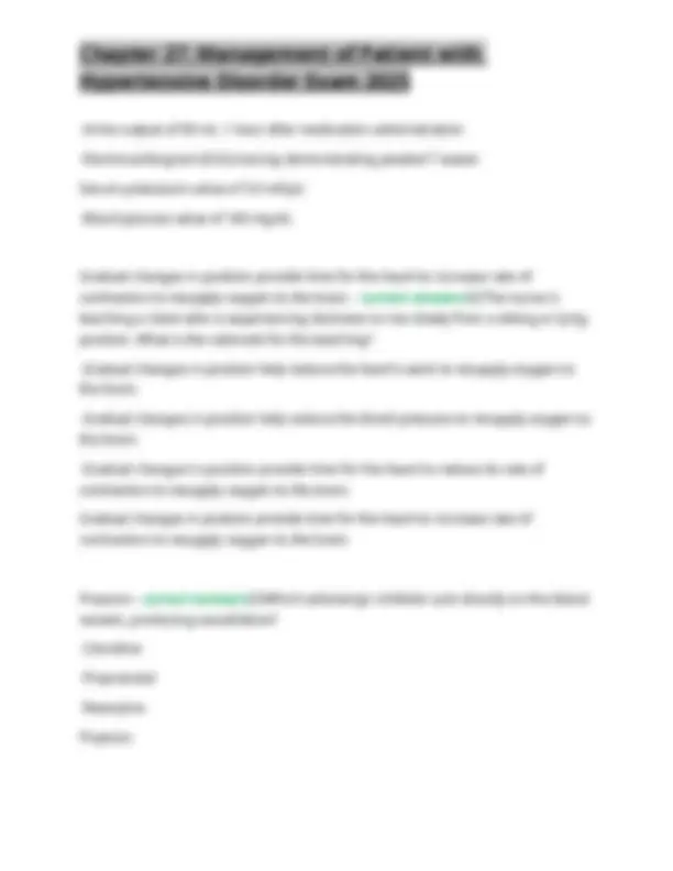 Chapter 27: Management of Patient with Hypertensive Disorder Exam 2025 ...