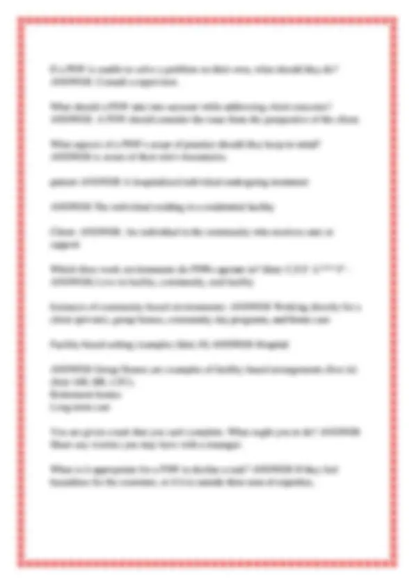 PSW MODULE TEST QUESTIONS AND ANSWERS | Exams Nursing | Docsity