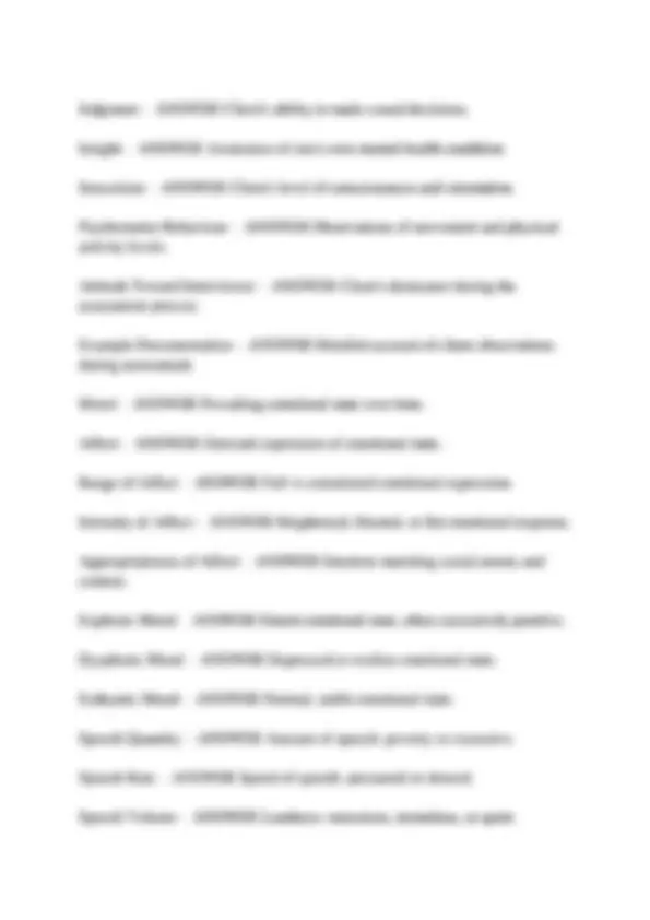 Mental Status Exam: Overview, Questions, and Answers for Nursing Students | Exams Nursing | Docsity