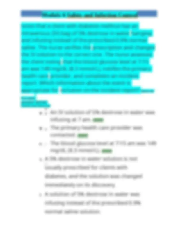 Module 6 Safety and Infection Control Exam Questions with Complete ...