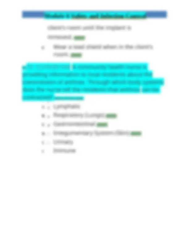 Module 6 Safety and Infection Control Exam Questions with Complete ...