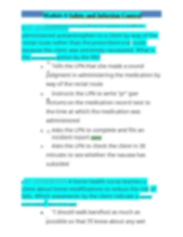 Module 6 Safety and Infection Control Exam Questions with Complete ...