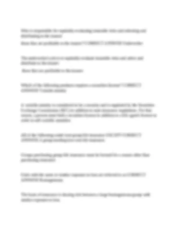 Insurance Exam - Exam FX questions with correct answers | Exams Insurance law | Docsity