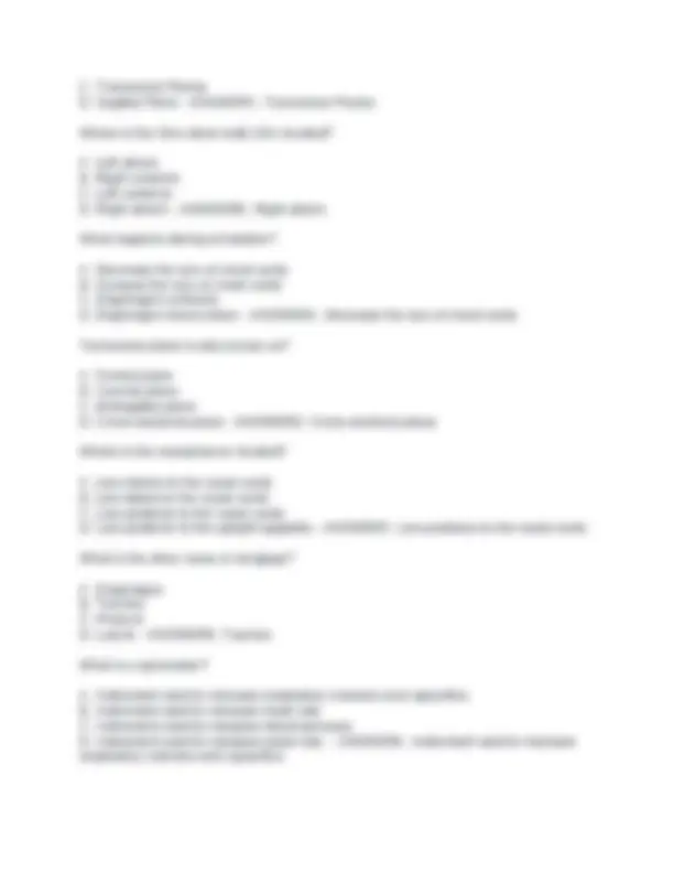 Anatomy and Physiology Practice Questions | Exams Biology | Docsity