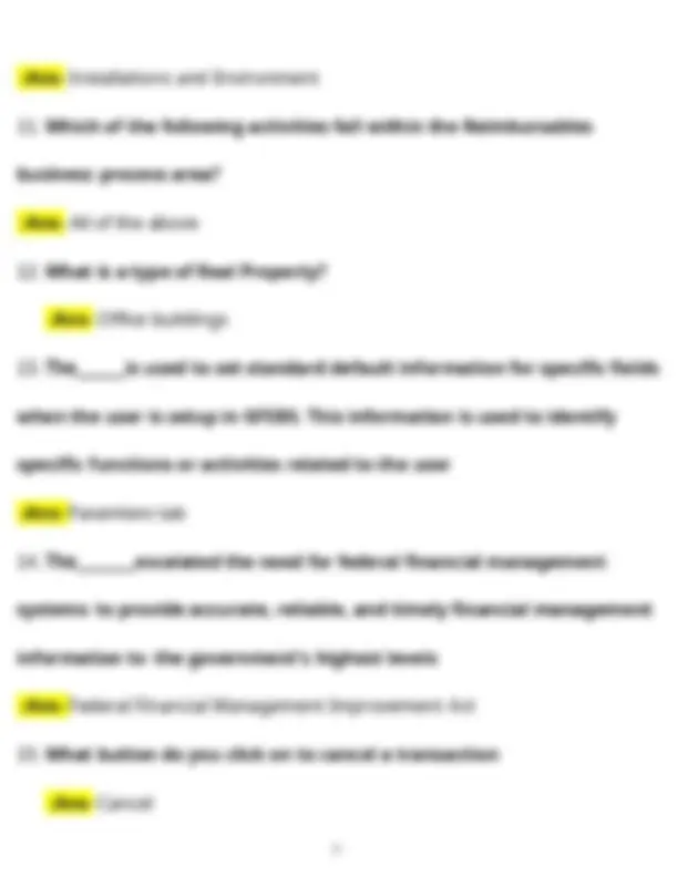 GFEBS Essentials Exam Questions and Answers | Exams Mathematics | Docsity