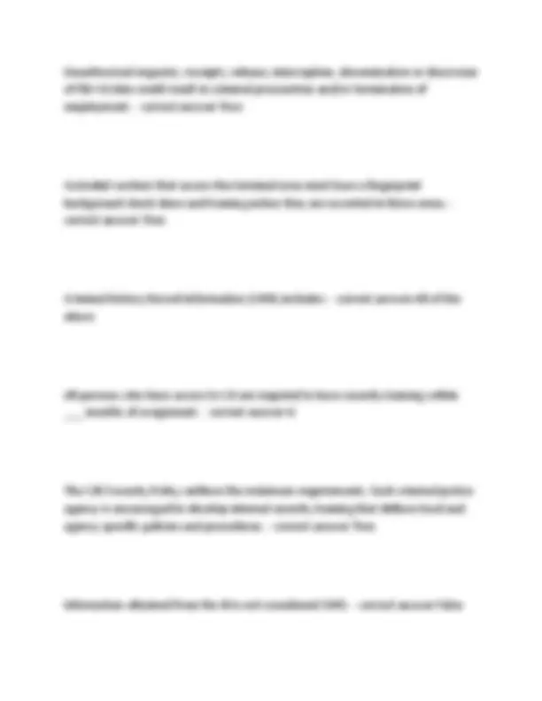 CJIS Security Test Questions and Answers | Exams Nursing | Docsity