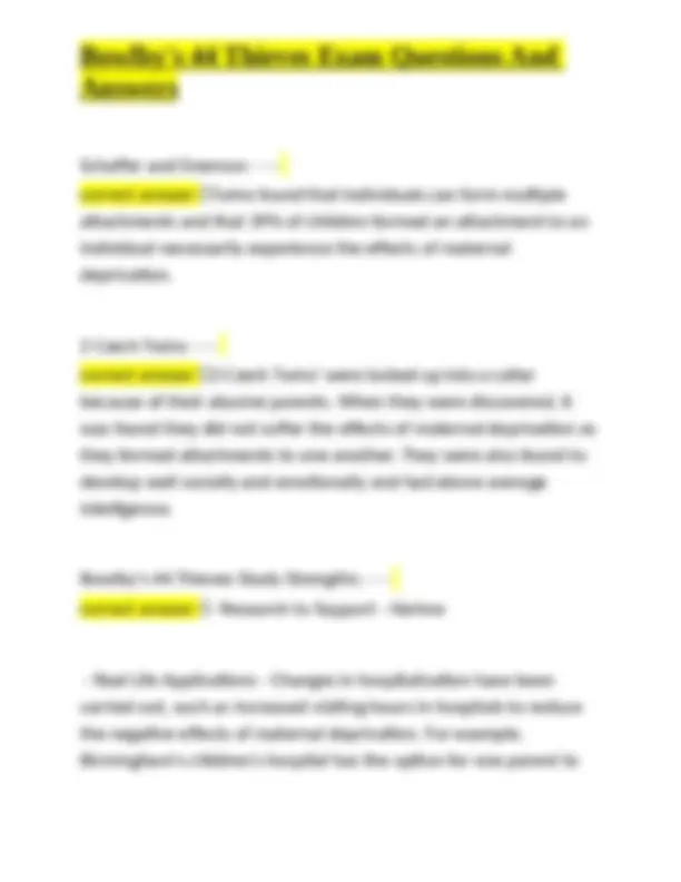 Bowlby's 44 Thieves Study: Exam Questions and Answers | Exams ...