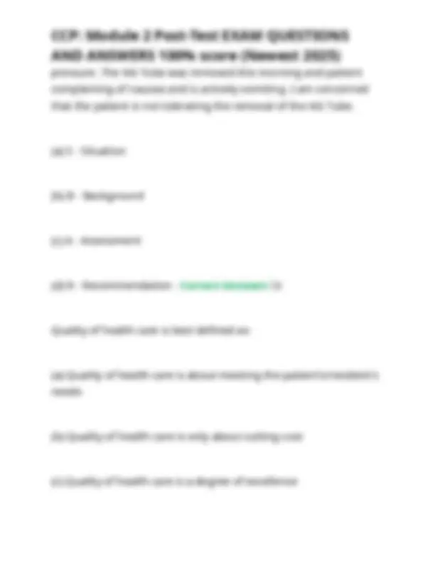CCP Module 2 Post-Test Exam Questions and Answers | Exams Nursing | Docsity