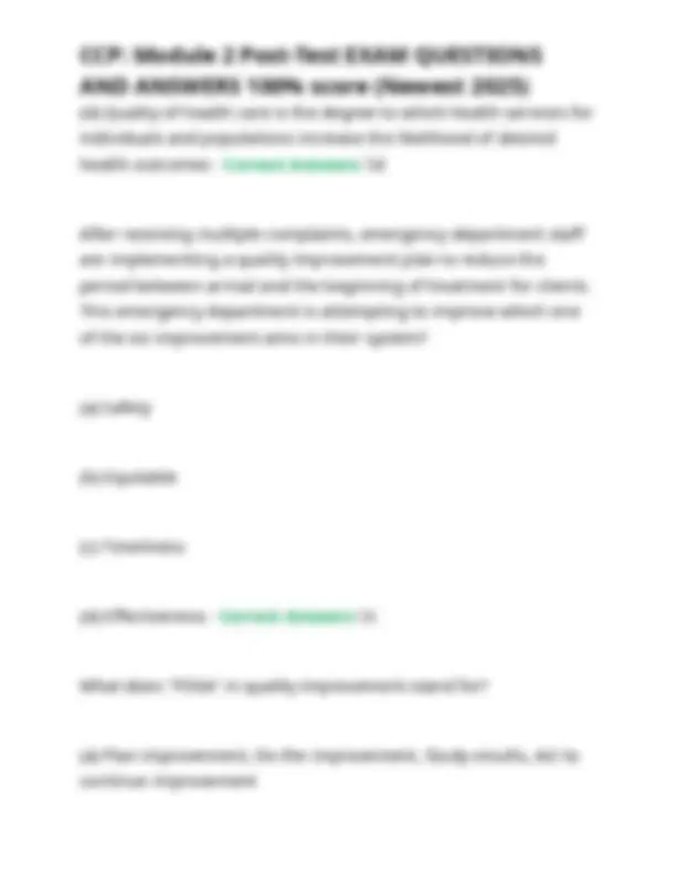 CCP Module 2 Post-Test Exam Questions and Answers | Exams Nursing | Docsity