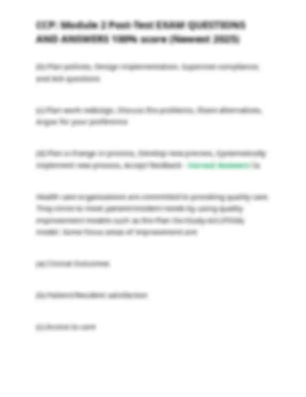 CCP Module 2 Post-Test Exam Questions and Answers | Exams Nursing | Docsity
