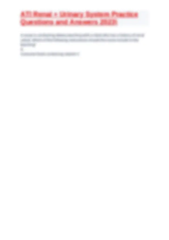 ATI Renal + Urinary System Practice Questions and Answers 2023 | Exams ...