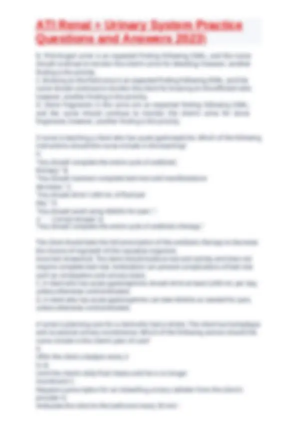 ATI Renal + Urinary System Practice Questions and Answers 2023 | Exams ...